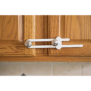 Dreambaby Slimline Slide Lock for Baby Proofing - Child Safety Cupboard Handle Locks - Suitable for Thinner Handles & Knobs - White - 2 Pack