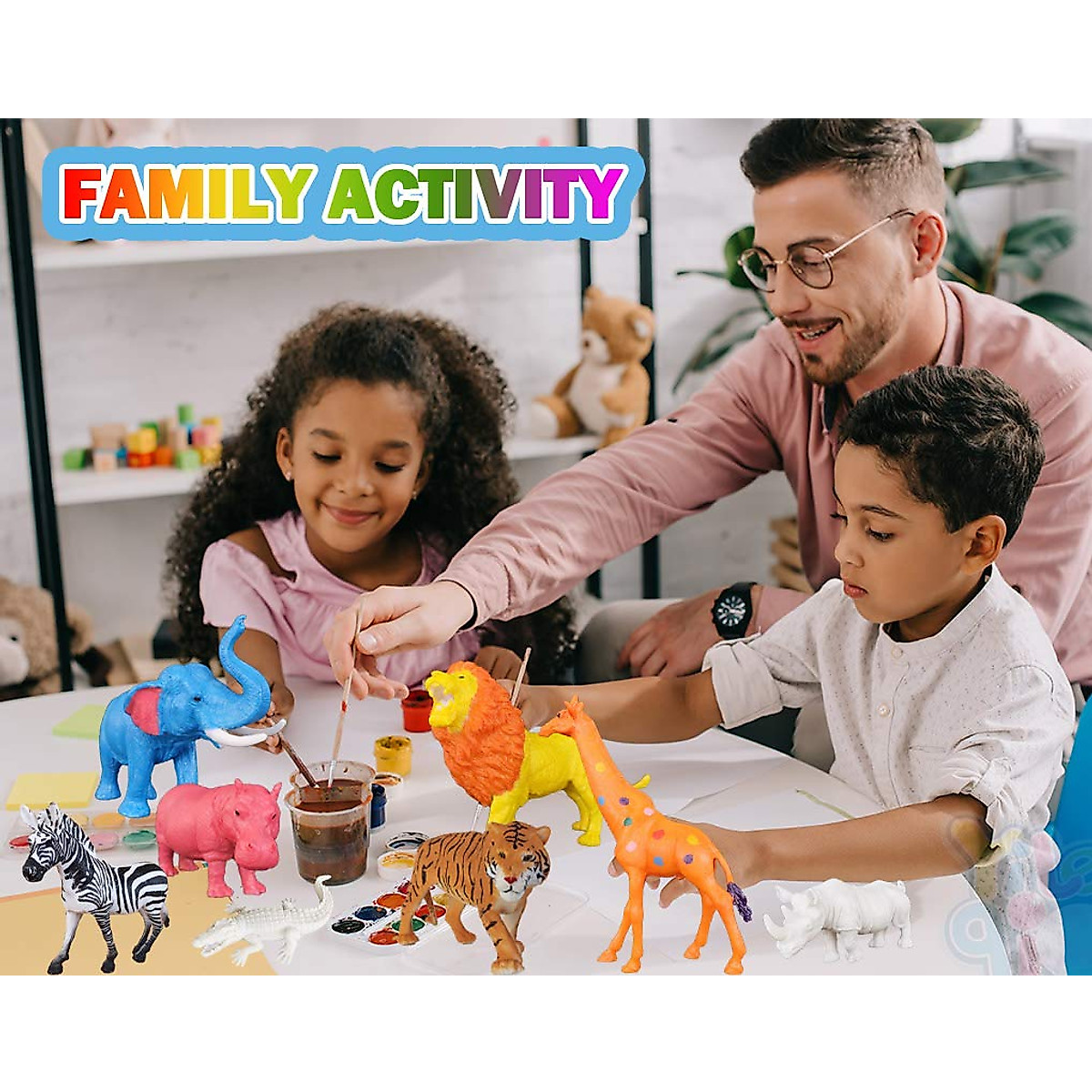 Yileqi Safari Animal Painting Kit for Kids Crafts and Arts Set, Jumbo Jungle Animal Toy Art and Crafts for Boys Girls Age 4 5 6 7 8 Years Old, DIY Art Supplies Paint for Kid Activities Birthday Gift