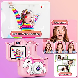 WEOLULI Kids Camera Birthday Gifts Toys for 3 4 5 6 7 8 Years Old Girls Boy,Toys Camera for Girls Age 3-10,Toddler Camera with 32GB SD Card