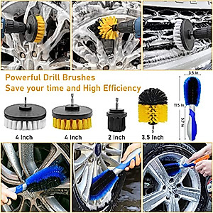 Jaronx 46PCS Car Detailing Kit, Car Detailing Brushes Car Drill Polishing Kit, 3-4 Inches Wool Sponge Drill Buffing Pads,5-6 Inches Woolen Microfiber Polishing Bonnet, Car Drill Buffer Wax Attachment