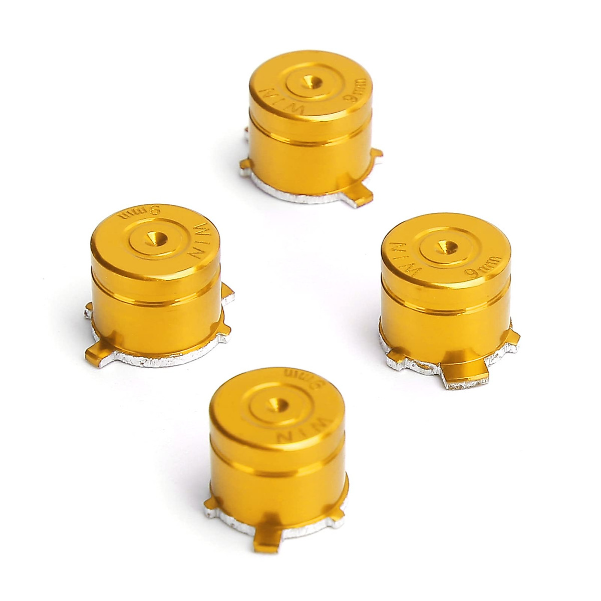 Metal Aluminium Alloy Buttons Set for PS4 Controller, ABXY Bullet Buttons + Thumbsticks Analog Thumb Grip + Chrome D pad for PS4, Joystick Replacement for PS4 Gamepad (Golden)
