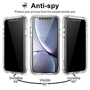 SURITCH Clear Case for iPhone XR, 【Privacy Screen Protector】【Edge to Edge】 Anti Spy Film Full Protection Hard Cover Hybrid TPU Bumper Rugged Case Anti Scratch Shockproof for iPhone XR 6.1"(Clear)