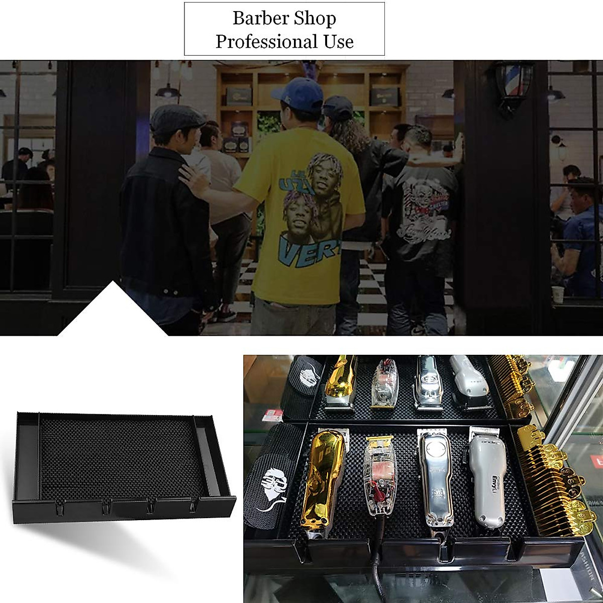 Barber Clipper Keeper, Barber Clipper Organizer, Barber Table Collector, 5 clipper Noches. (Black)