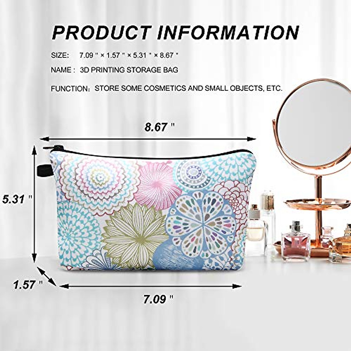 SELLYFELLY Women Cosmetic Bag Travel Makeup Pouch Waterproof Makeup Bag for Purse Portable Toiletry Bag Accessories Organizer