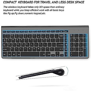 Wireless Keyboard Mouse Combo, J JOYACCESS Ergonomic and Cordless Keyboard and Mouse Set for PC,Windows, Computer, Laptop, Desktop, Chromebook,Mac-Grey