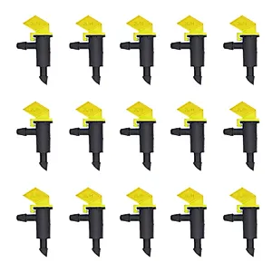 Lxcom Lighting 50 Pack 1/2 GPH Flag Dripper Emitter Drip Emitters 2L/H Irrigation Emitter Sprinkler Drippers System Parts Connect 4mm/7mm Hose for Lawn Vegetables Garden (Yellow)