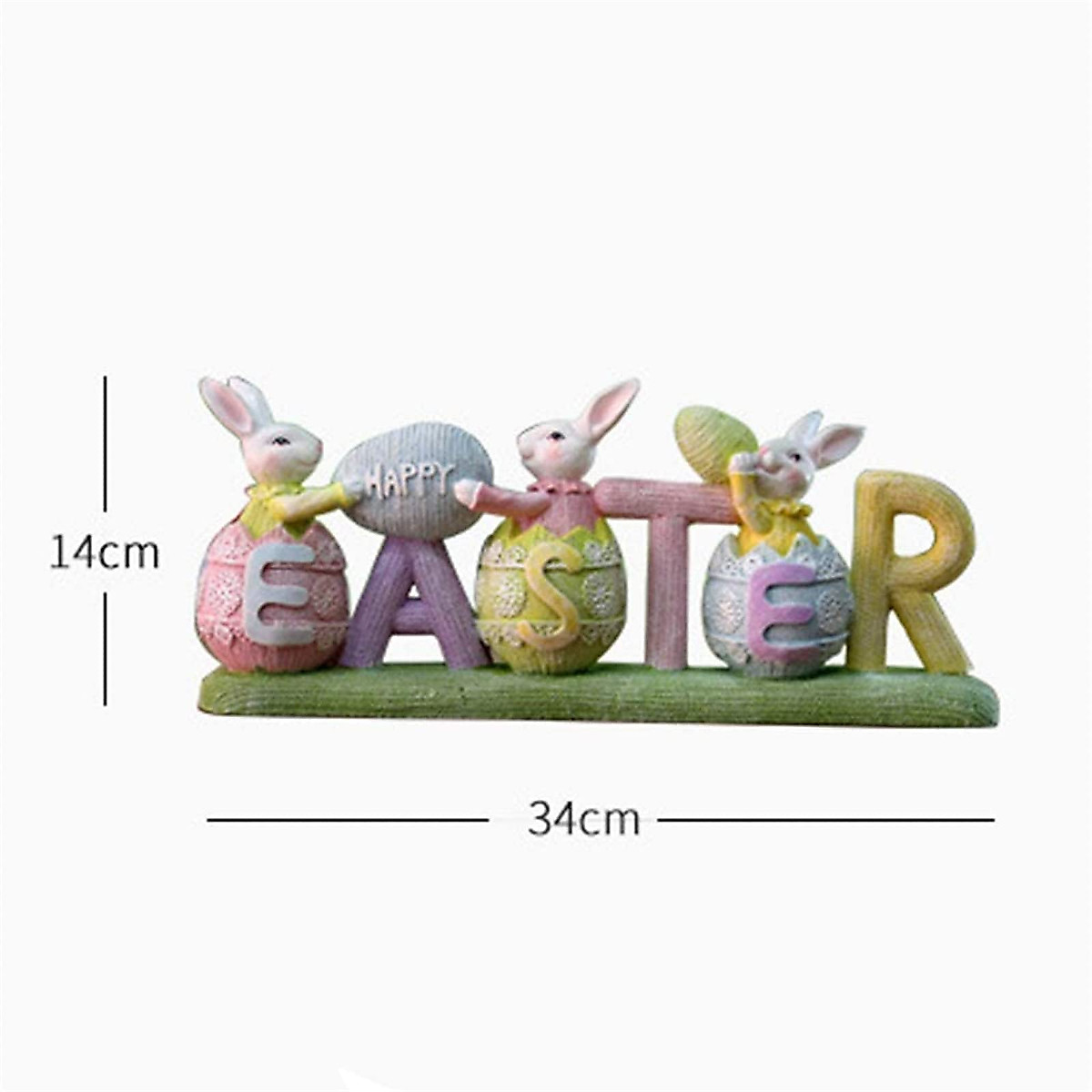 Abendedian Happy Easter Bunny Tabletop Decorations Resin Hand Painted Easter Eggs Bunny Figurines Ornament Garden Farmhouse Home Decor (13.4 * 2.4 * 5.5 inch, Style-B)