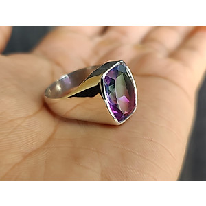 Mens Women Ring, Watermelon Tourmaline Ring, Signet Ring, 925 Solid Sterling Silver Ring, Tourmaline Quartz Ring, Bohemian Ring, Handmade Ring, Gift Ring (925 Solid Silver, 10.25)
