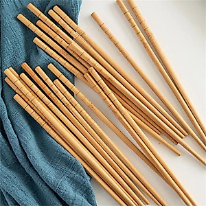 10 Pairs Bamboo Chopsticks, Reusable Japanese Wood Chopstick Set Portable Travel Chopsticks for Restaurant Home Use for Eating Cooking