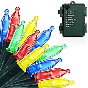 KOUQIYA Battery Operated String Lights, 33ft 100 LED 8 Modes Christmas Lights with Timer Outdoor Waterproof Mini Lights for Xmas Tree Wreath Garden Patio Wedding Party Decoration (Multicolor)