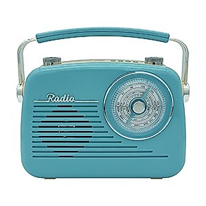 FEZEQIN D216 Shortwave AM FM Radio Old School Receiver BT Speaker MP3 Player with TF Card Jack Flash Drive Input Jack Large Tuning Dial Power Plug or Rechargeable Battery for Family Elder (Blue)