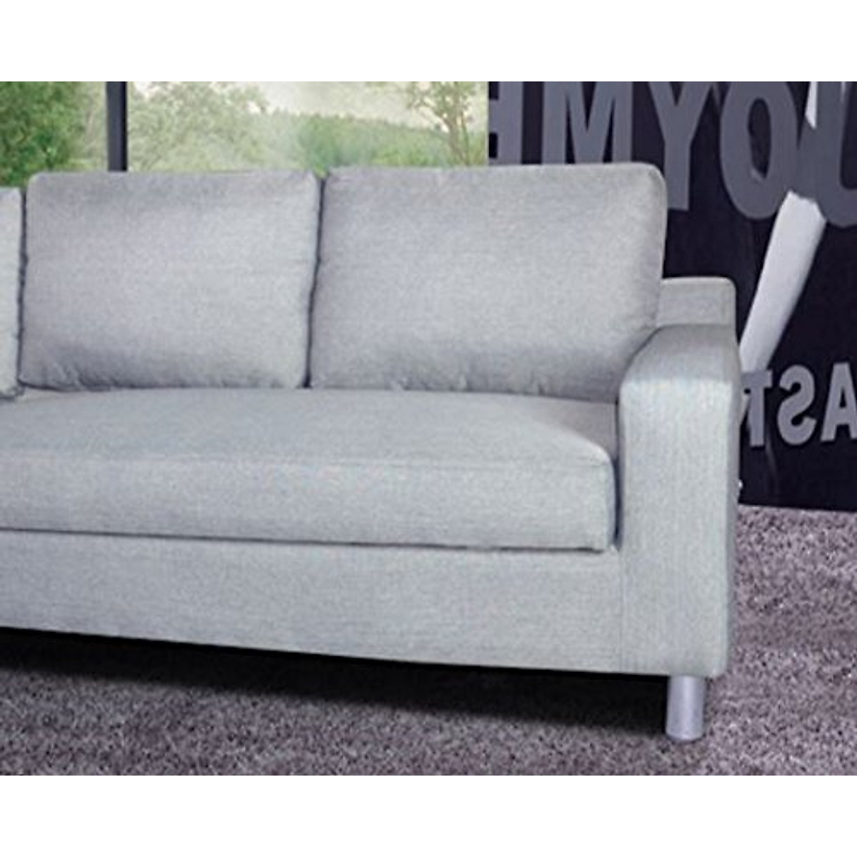 US Pride Furniture Kachy Fabric Convertible Sleeper Sectional Sofa Bed & Facing-Left Chaise, Gray