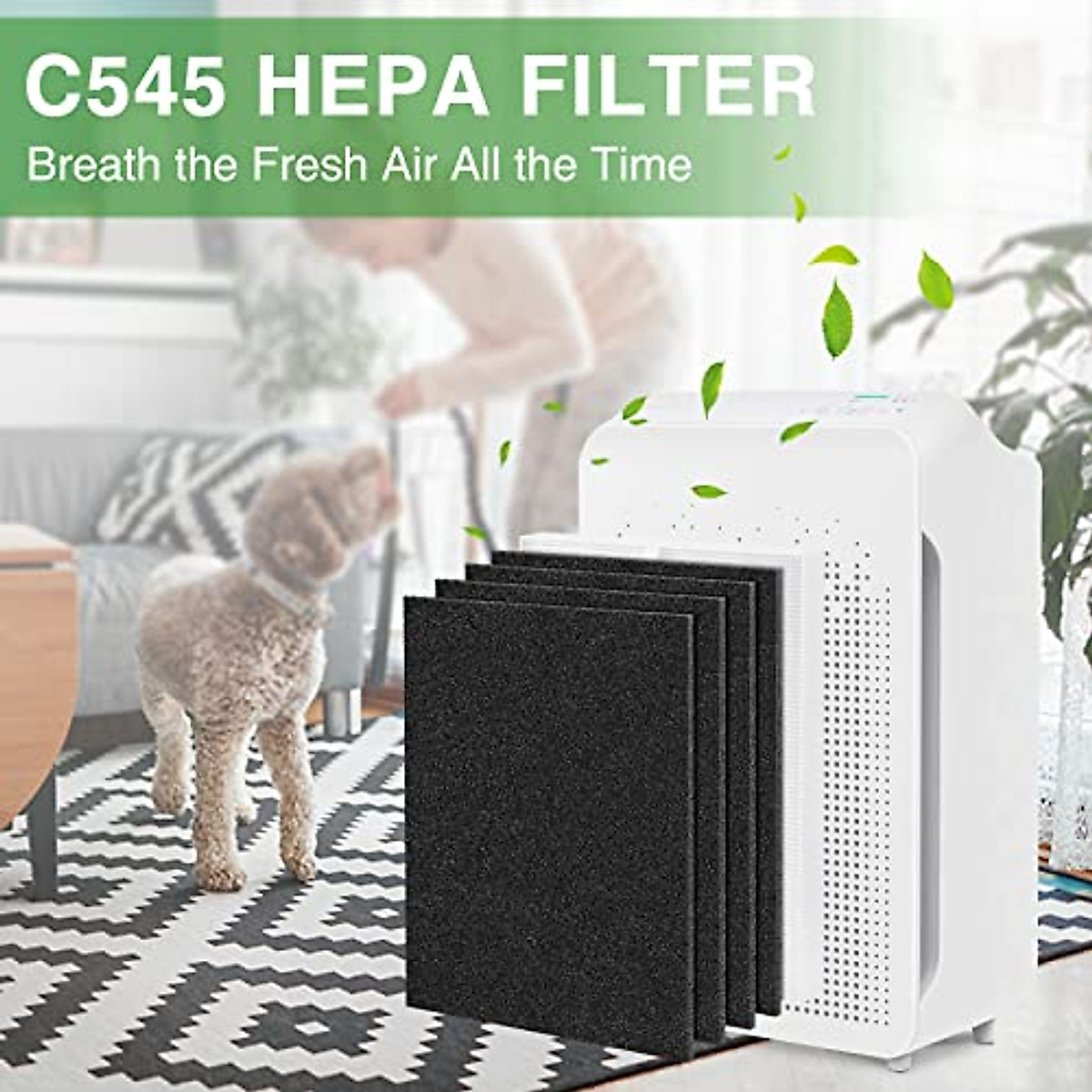C545 H13 True HEPA Replacement Filter S Compatible with Winix C545 Air Purifier, Replaces Winix S Filter 1712-0096-00, 1 True HEPA Filter + 4 Activated Carbon Filters