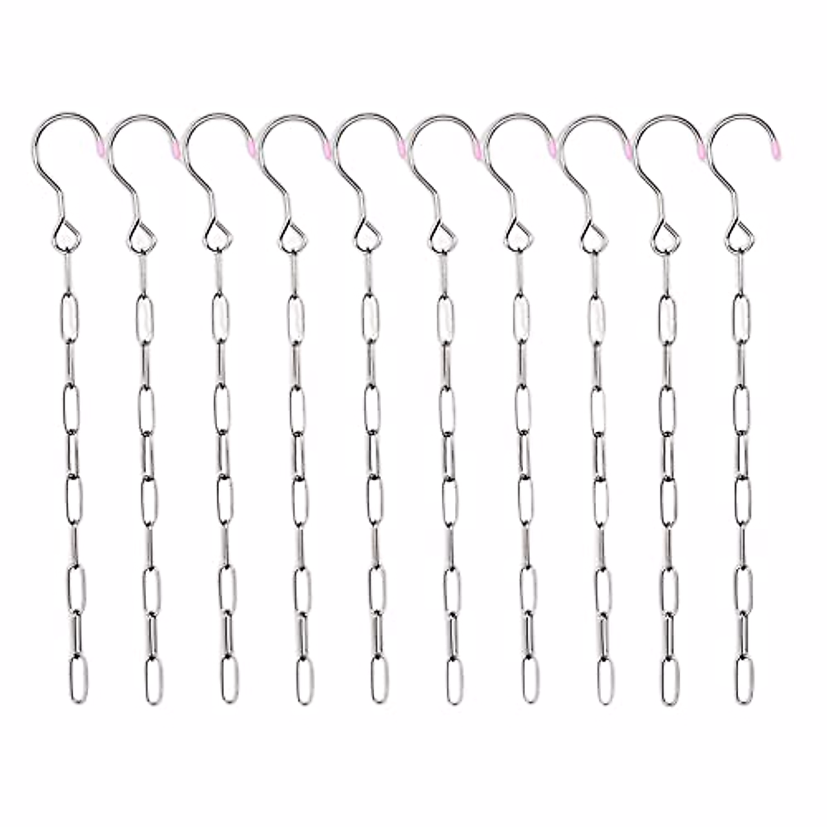 10 Pack Closet Organizer Clothes Hangers Space Saving, Stainless Steel Chain Clothes Hanger Organizer with 10 Slots,Vertical Space Saver Hangers for College Essentials Girls Bedroom