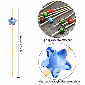 100pcs Star Cocktail Picks 100 Counts Bamboo Handmade Fancy Toothpicks Cocktail Sticks for Appetizer Drinks Fruits Sandwich Home Birthday Party Decorative Food Barbecue Picks 4.72inch Star Sticks