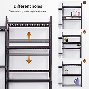 Homde Over The Toilet Storage with Basket and Drawer, Bamboo Bathroom Organizer with Adjustable Shelf & Waterproof Feet Pad, Space Saver Storage Rack for Bathroom, Restroom, Laundry, Brown