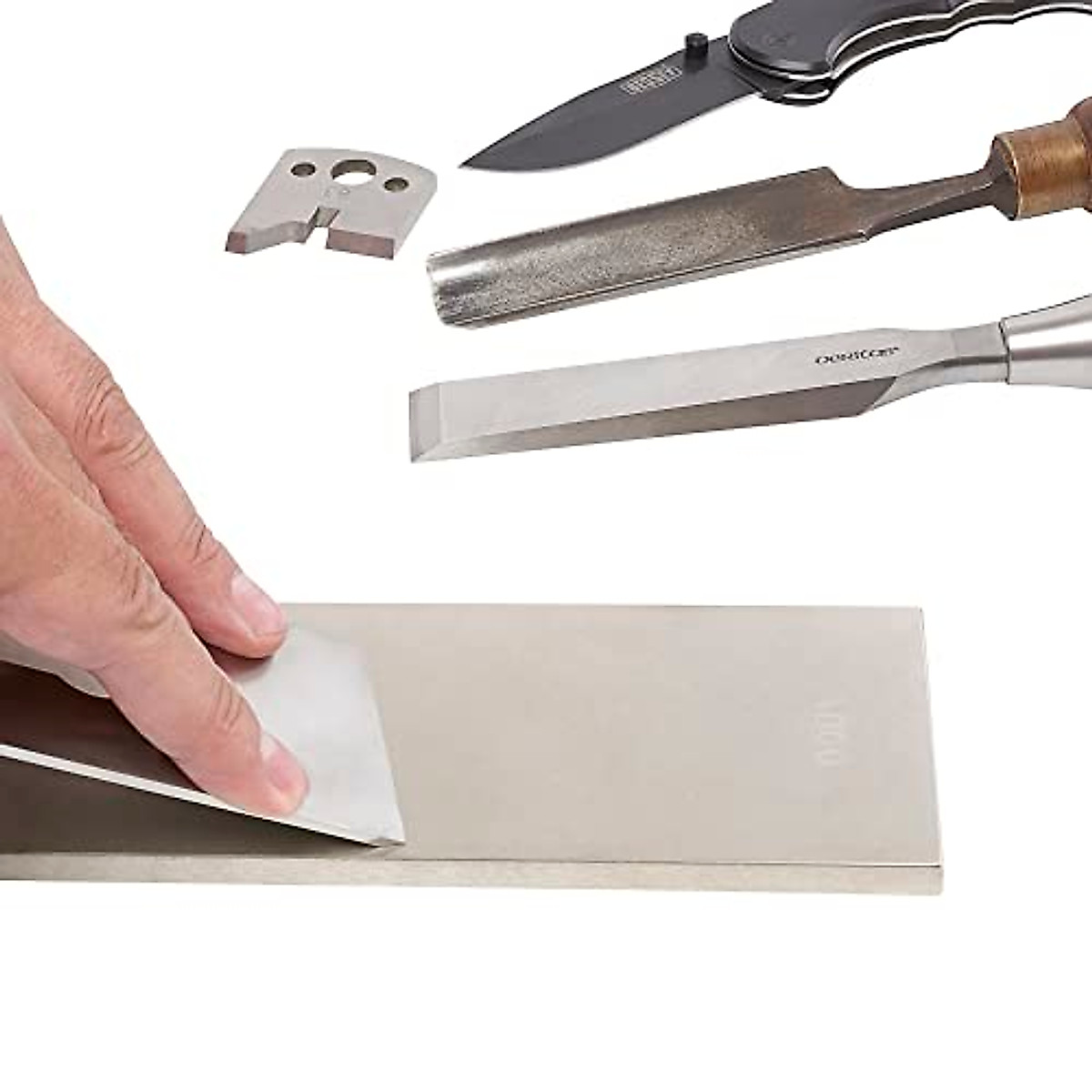 Trend 8-Inch Diamond Sharpening & Flattening Stone, Double Sided (180/600 Grit) Bench Stone with Pouch, Cleaning Block & Non-Slip Mat, DWS/CP8/FX