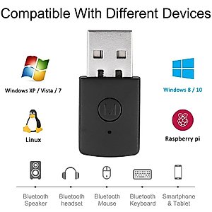 Mini Wireless USB Dongle Adapter, Bluetooth Dongle Receiver and Transmitters Connect to Any Bluetooth Audio Device Plug into for PS4 USB Slot for Desktop, Laptop, Notebook