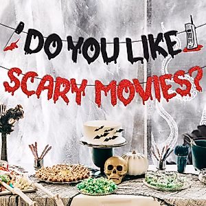 Movie Night Party Decoration Do You Like Scary Movies Banner Hallow Horror Movies Night Party Decor Have a Killer Scream Party Decor Halloween Bloody Slayer Murder theme Spooky Creepy Event