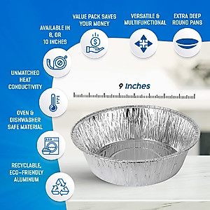 DCS Deals Extra Deep Round Foil Pans – Disposable Aluminum Foil Camping Dutch Oven Liner Pans – These Versatile Deep Dish Trays Are Great for Baking, Cooking Size 9" (12 Pack)