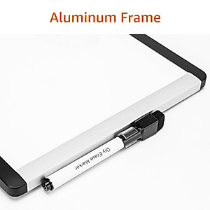 Amazon Basics Small Dry Erase Whiteboard, Magnetic White Board with Marker and Magnets - 8.5" x 11", Plastic/Aluminum Frame