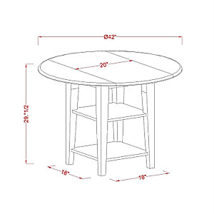 East West Furniture SUDO3-BCH-W 3 Piece Dining Set Contains a Round Dining Table with Dropleaf & Shelves and 2 Kitchen Chairs, 42x42 Inch, Black & Cherry