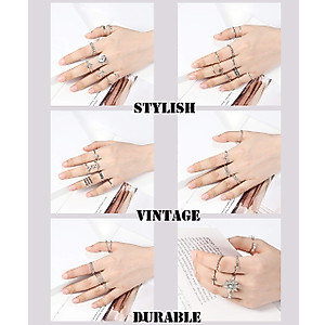 JOERICA 70PCS Knuckle Rings for Women Stackable Joint Midi Finger Ring Set Silver Tone