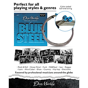 Dean Markley Electric Bass Guitar Strings 2674 Blue Steel Electric Long Scale 45-105 Medium Light Gauge, Cryogenically Processed for Longer Life