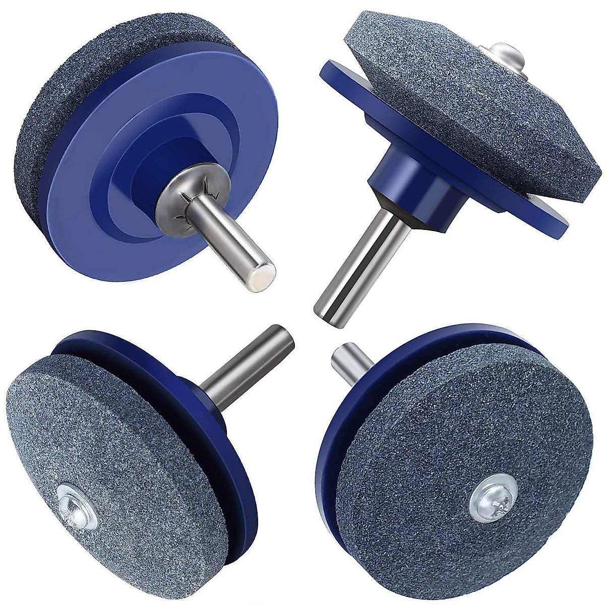 4 PCS Lawn Mower Blade Sharpener Universal Multi-Sharp Rotary Lawnmower Sharpen for Power Drill Hand Drill and Lawn Mower Blade Balancer