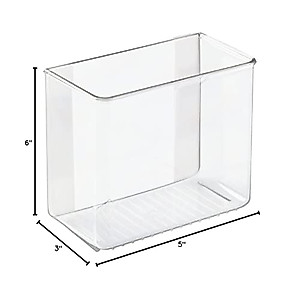 iDesign AFFIXX Plastic Wall Mount Organizer for Kitchen, Bathroom, Office, Bedroom, Garage, Craft Room, 3" x 6" x 5", Clear