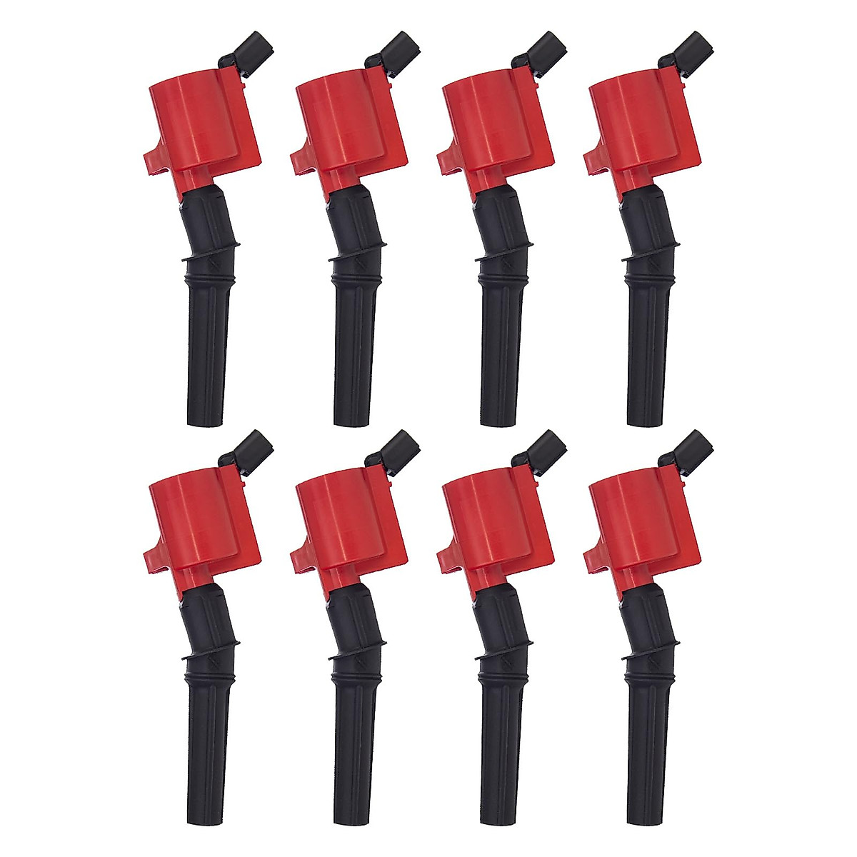 TRQ 8 Piece Premium High Performance Ignition Coil Black and Red Kit Set for Ford/Lincoln/Mercury