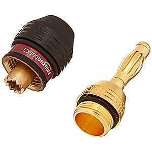 Amazon Basics Speaker Connector Banana Plug to Banana Plug , 0.5" x 0.5" x 1.3", Black, 24 Count (Pack of 12)