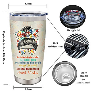 ZANIION Social Worker Gifts For Women Tumbler, Best Social Worker Gifts - Appreciation Gift For Social Workers - Funny Social Works Birthday Gift Ideas Coffee Cup 20oz