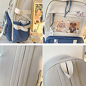 Eagerrich Kawaii Backpack with Cute Pin Accessories Plush Pendant Lovely Pastel Rucksack for School Bag Student Teen Girls Aesthetic Student Bookbags Super-Capacity Waterproof Travel Backpack