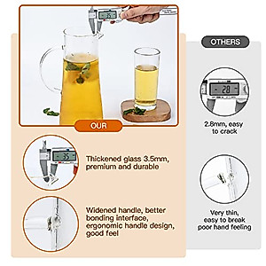 skrkit Glass Pitcher with Lid - 51oz/1.5liter Water Pitcher for Ice Tea and Homemade Juice, Heat Resistant Borosilicate Glass Carafe for Hot and cold Water