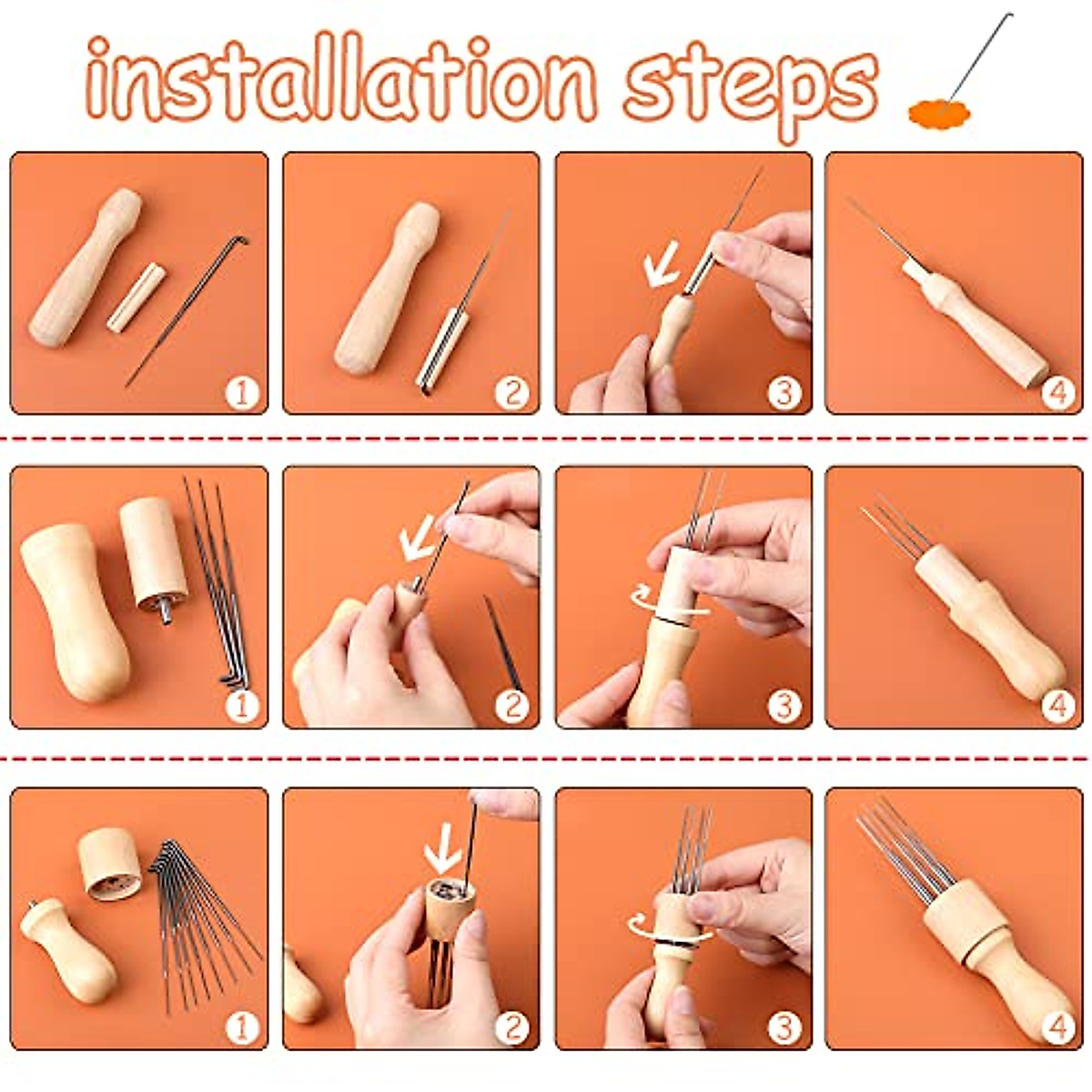 Mayboos 132 Pcs Needles Wool Felting Needles Supplies Felting Tools Needle Felting Tool with 3 Sizes Felting Needles for Beginner Professional