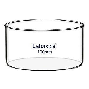 Labasics Crystallizing Dish, No Spout Flat Bottom Thick-Walled High Borosilicate Glass Crystallizing Dishes for Crystallization and Evaporation Lab Glassware, Outer Diameter: 100 mm, Capacity: 300 ml