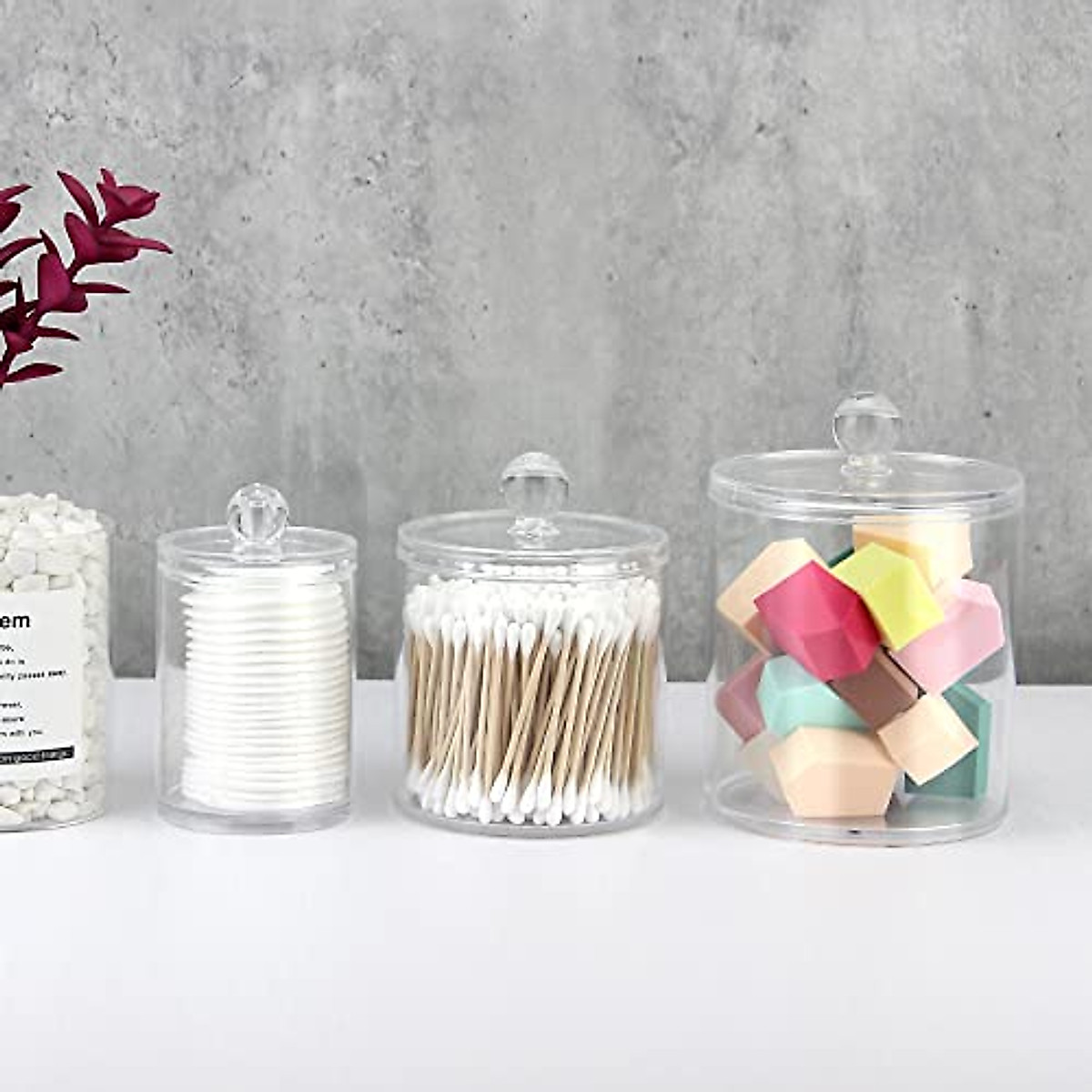 Lunhoo 3 Pack Cotton Swab Ball Pad Holder, Clear Makeup Organizer, Bathroom Containers Dispenser