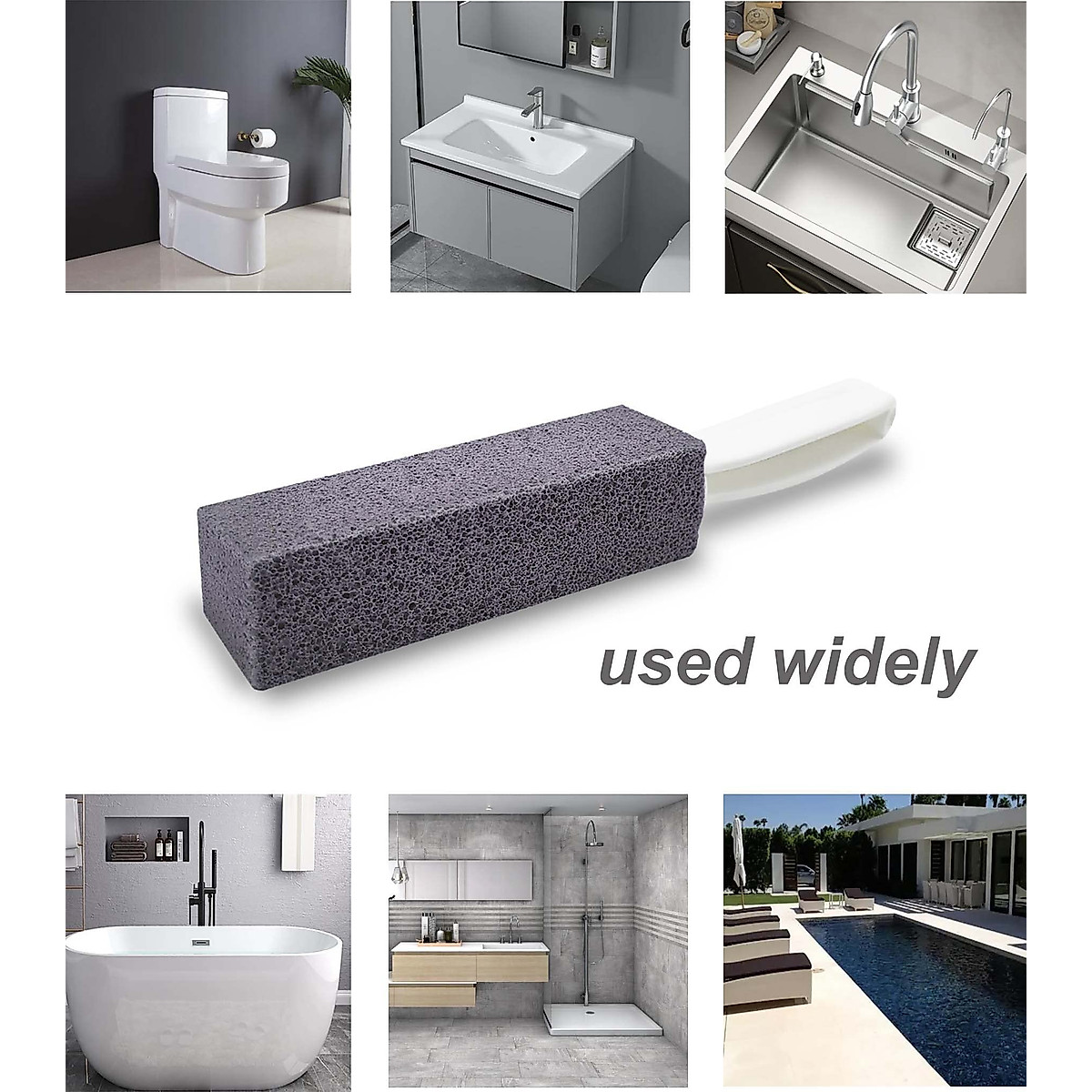 Pumice Stone for Toilet Cleaning with Handle Toilet Stone, Removing Hard Water Rings for Toilet Bowl Pool Bathtub, 4 Pack