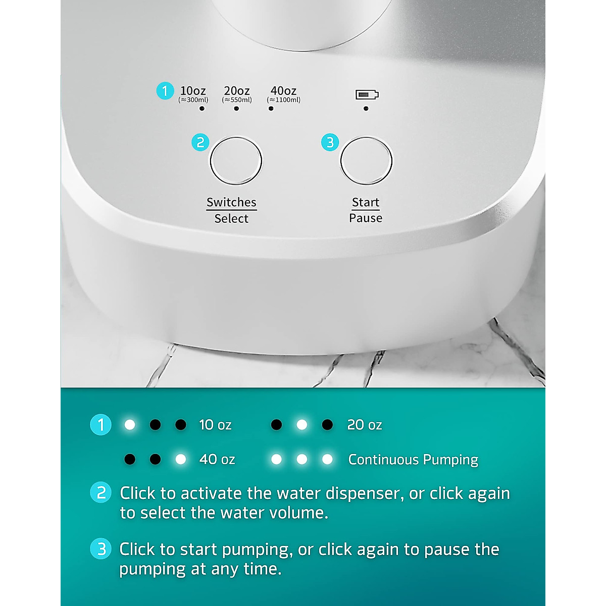 Water Dispenser for 5 Gallon Bottle - Intelligent Desktop Water Bottle Dispenser, Dual-Purpose Automatic Water Pump for Universal Bottle, Water Jug Dispenser Suitable for Home, Office, Outdoor