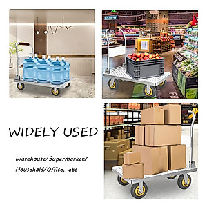 Heavy Duty Platform Trolley, Steel Dolly with 600kg Capacity, Folding Hand Truck with 90x60cm Flatbed for Loading and Storage