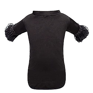 Cute Soft Cotton Dog Vest Roll Collar Breathable Doggy Shirts Clothes with Lace for Small and Medium Dogs and Cats Holiday Birthday Party (Black, XS)