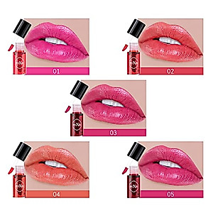 FREEORR 5 Colors Lip Tint Stain Set, Blusher Water Tint Makeup, Lip Stain Waterproof Long Lasting, Hydrating Fruity Dyeing Liquid Tint For Lips, Lip Tint For Girls and Women
