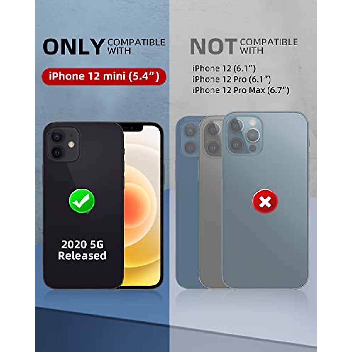 WIFORT iPhone 12 Mini Waterproof Case Built-in Screen Protector Water Resistant Cover Protective Drop Protection Hard, Shockproof Full Body Defender Tough Military Grade - 5.4" Black