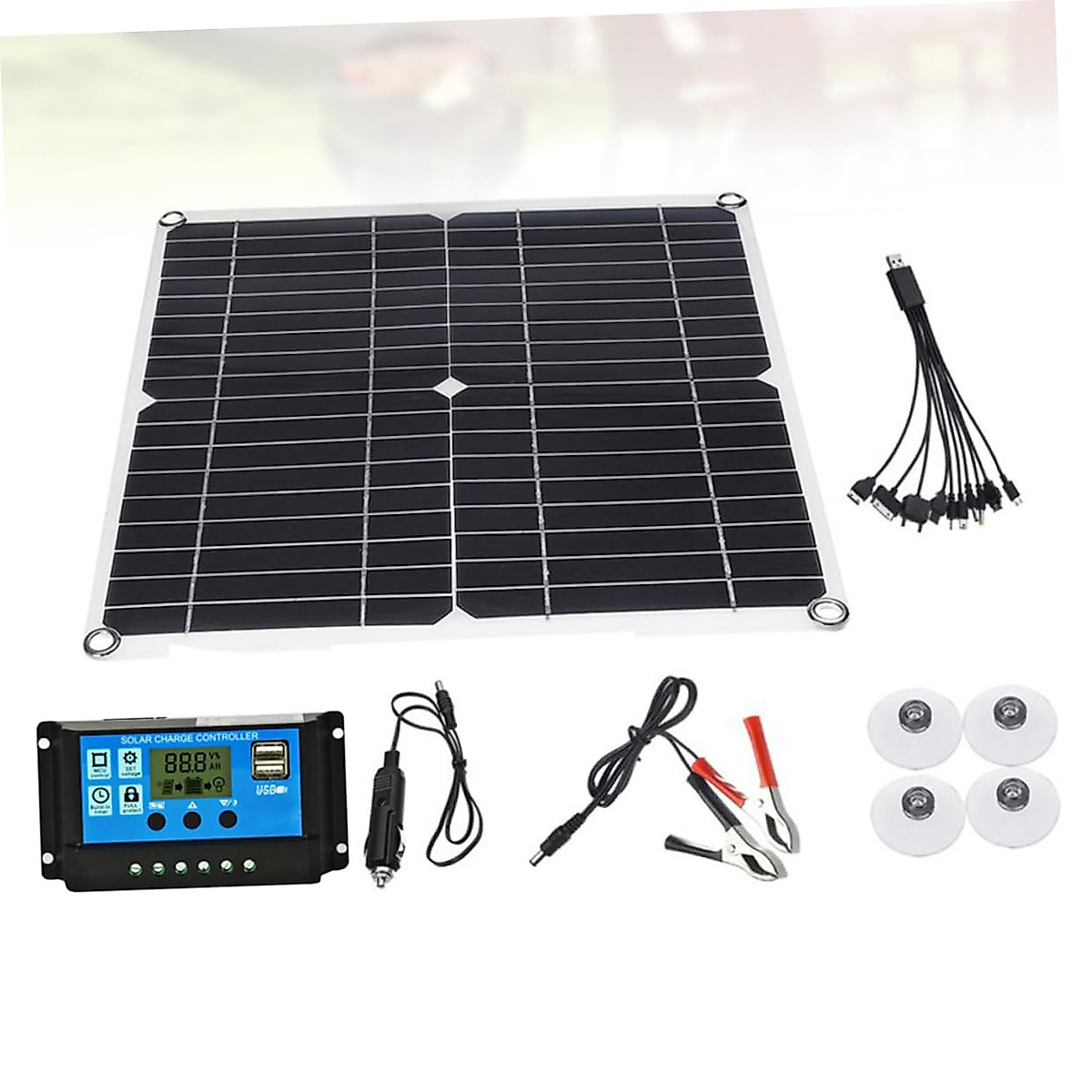 Hemobllo 3 Sets Solar Panel Monocrystalline Rechargable Batteries Alligator Clip Adapter Car Batteries Outdoor Solar Charger Solar Power Bank USB Chargers V5 Battery Mobile Power