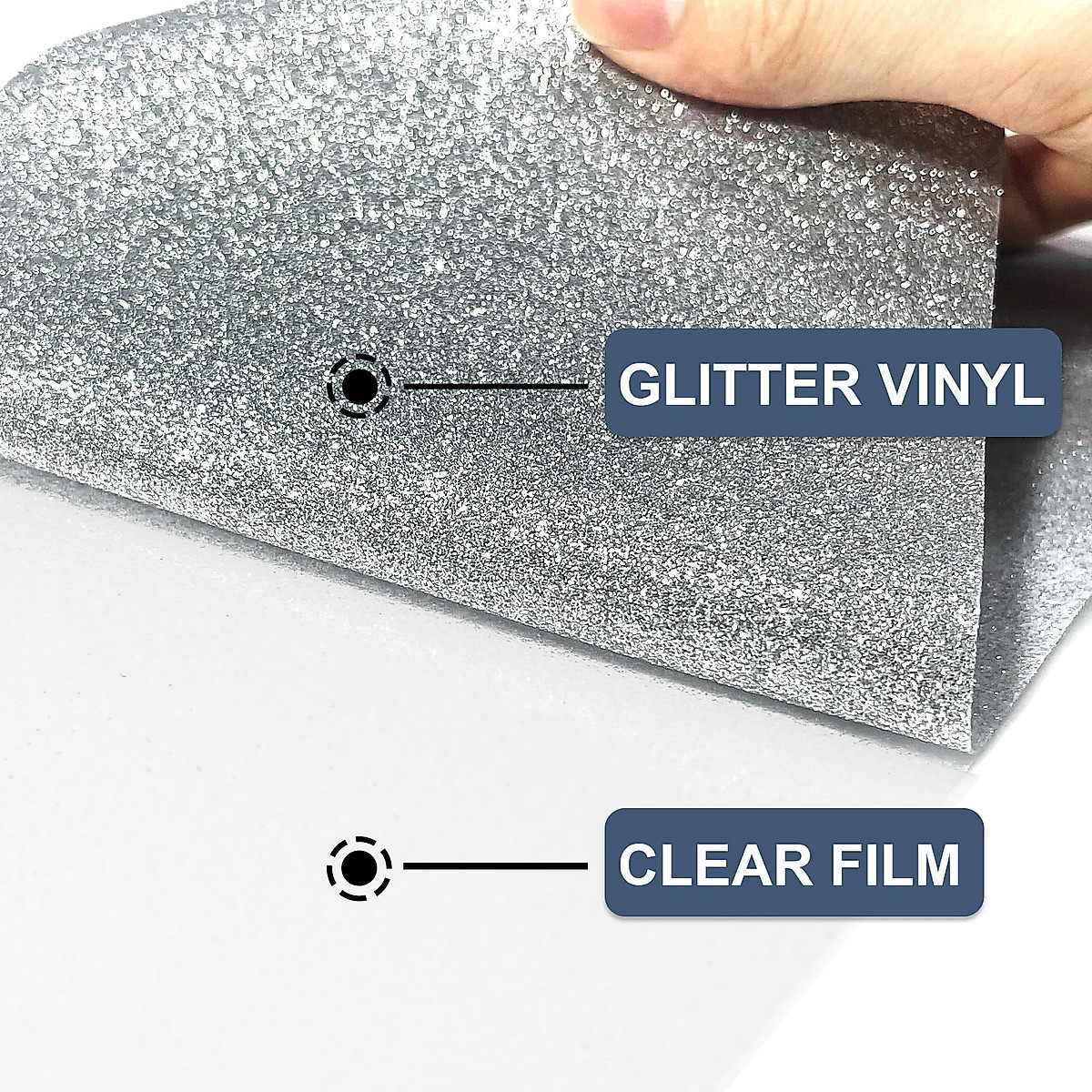 MerryMade Silver Glitter Heat Transfer Vinyl 12" x 8 ft HTV for Shirts, Glitter HTV for All Cutter Machine - Easy to Cut & Weed for Heat Vinyl Design (Silver)