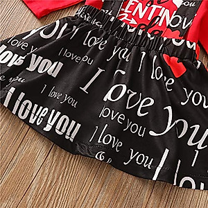 Aoty Toddler Baby Girls Valentine's Day Outfits Suspender Skirt Love Heart Print Skirt (Red Heat, 0-3 Months)