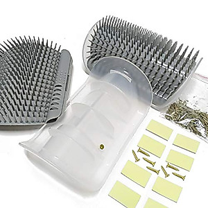 yuntop 2 Pack Softer Cat Corner Self Groomer with Catnip Wall Corner Massage Comb Corner Scratcher Pet Grooming Brush Comb Grooming Wall Brush Self Massage Tool for Long & Short Fur Kitten Cats Dogs