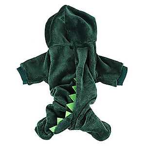 Funny Halloween Dog Dinosaur Costume Jacket Coat Warm Fleece Winter Golden Retriever Pitbull Dog Clothes Hoodie