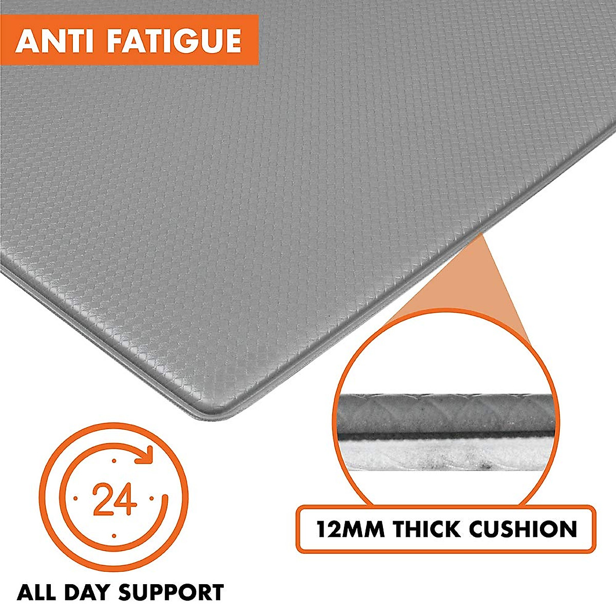 OPUX Anti Fatigue Kitchen Floor Mat, Reversible Cushioned Memory Foam Kitchen Rug Pad, Waterproof Non-Slip Padded Comfort Standing Mat for Office Laundry Home, 32x17 (Marble Gray)